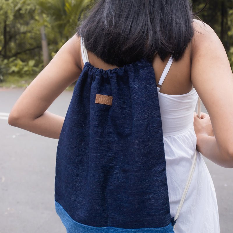 Upcycled Denim Rope Backpack Bag - India Meets India